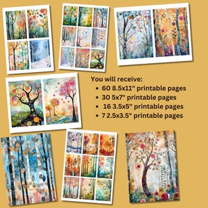 Whimsical Forest Printable Backgrounds, Forest Four Seasons Digital ...