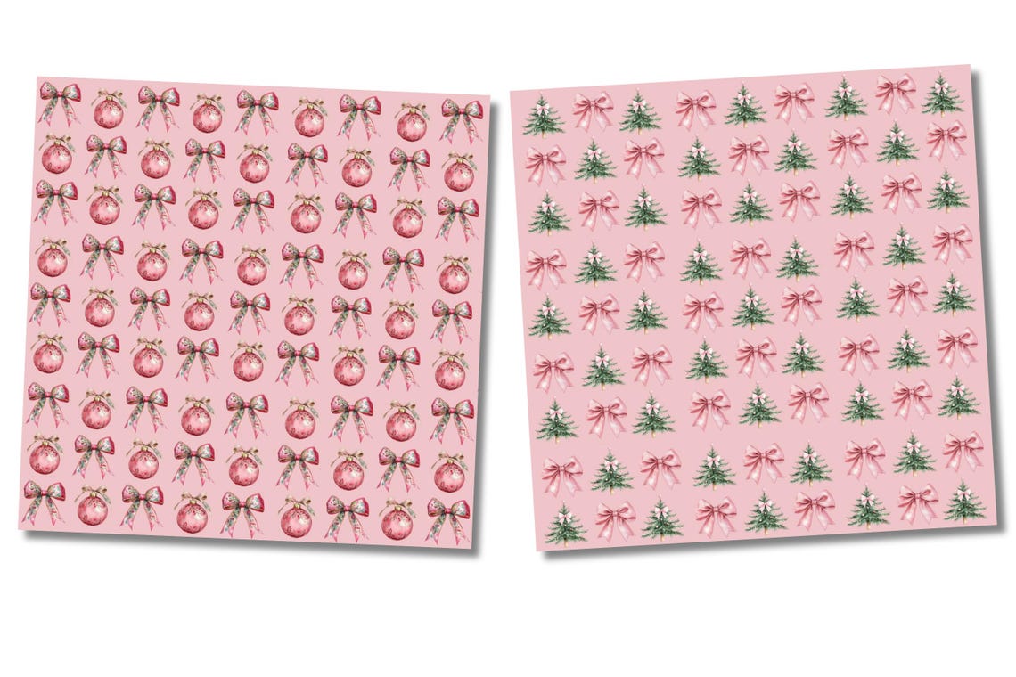Coquette Christmas Digital Paper: Seamless Bow Patterns (digital ...