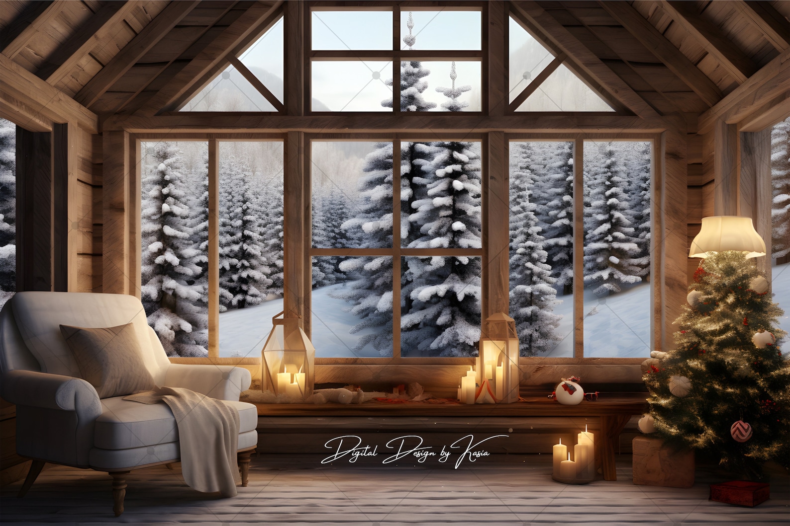 Christmas Cabin Digital Backdrop Mountain Cabin Christmas - Etsy UK