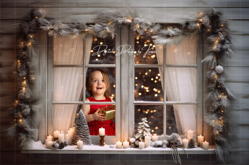 Christmas Window Digital Backdrop, Christmas Window Digital Backdrop ...
