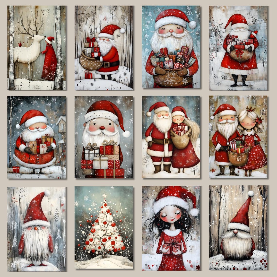 Whimsical Christmas Graphics Kit: Festive Digital Art (printable Sheets ...