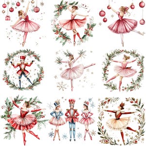 Watercolor Nutcracker Ballet Clipart: Christmas Ballerinas (PNG Digital ...