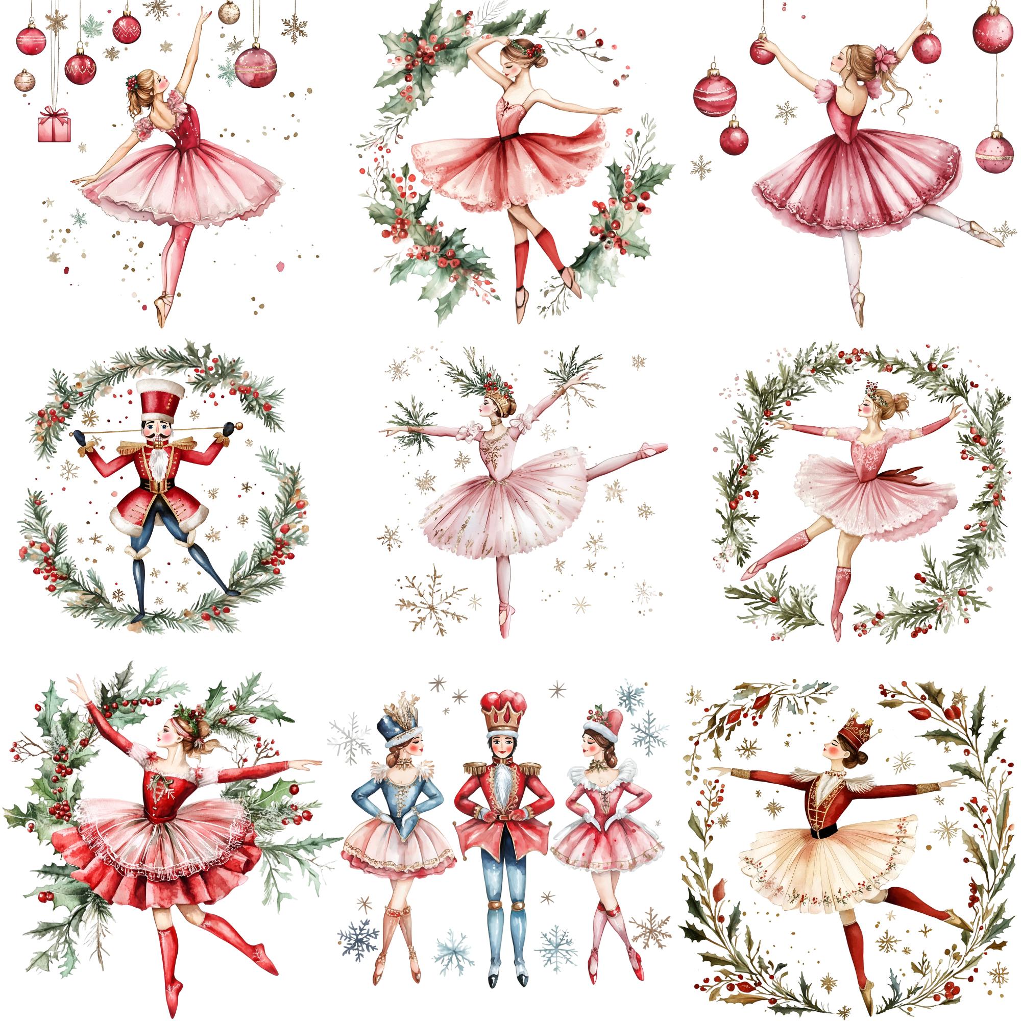 Watercolor Nutcracker Ballet Clipart: Christmas Ballerinas (PNG Digital ...