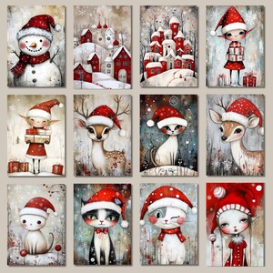 Whimsical Christmas Graphics Kit: Festive Digital Art (printable Sheets ...