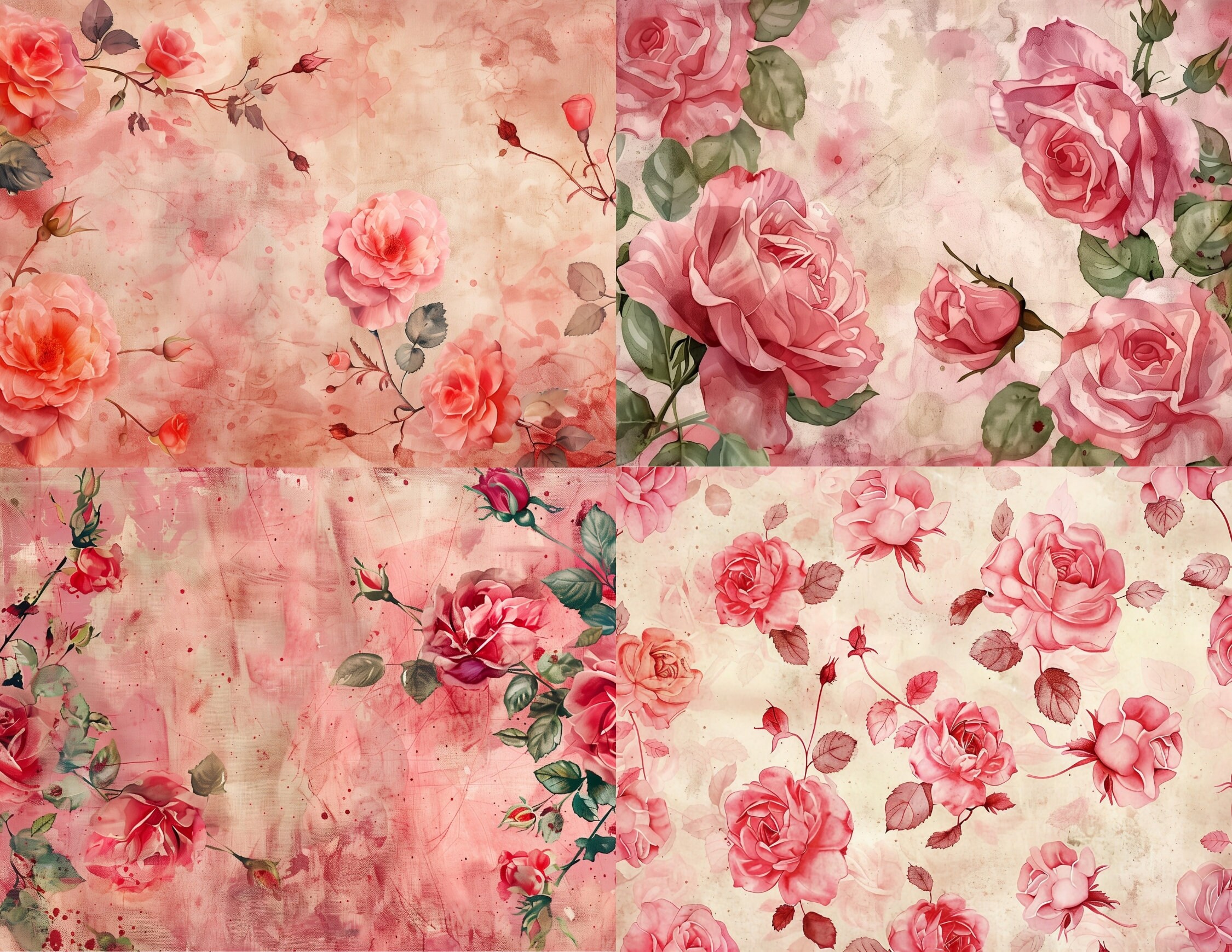 Watercolor Vintage Rose Junk Journal Kit, Victorian Lady Pink Rose ...