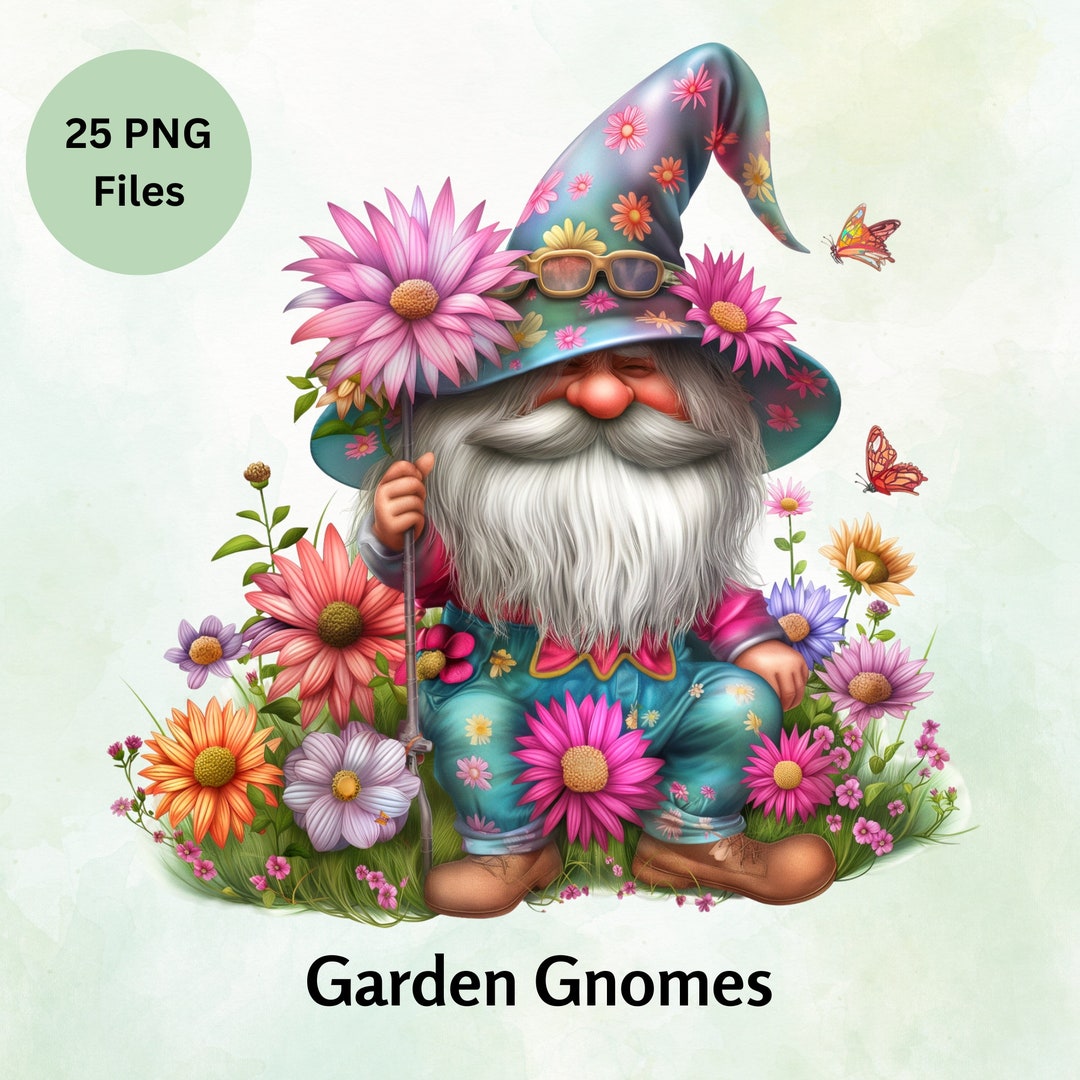 Garden Gnomes Clipart Bundle, Garden Clipart, Spring Summer Gnome Png ...