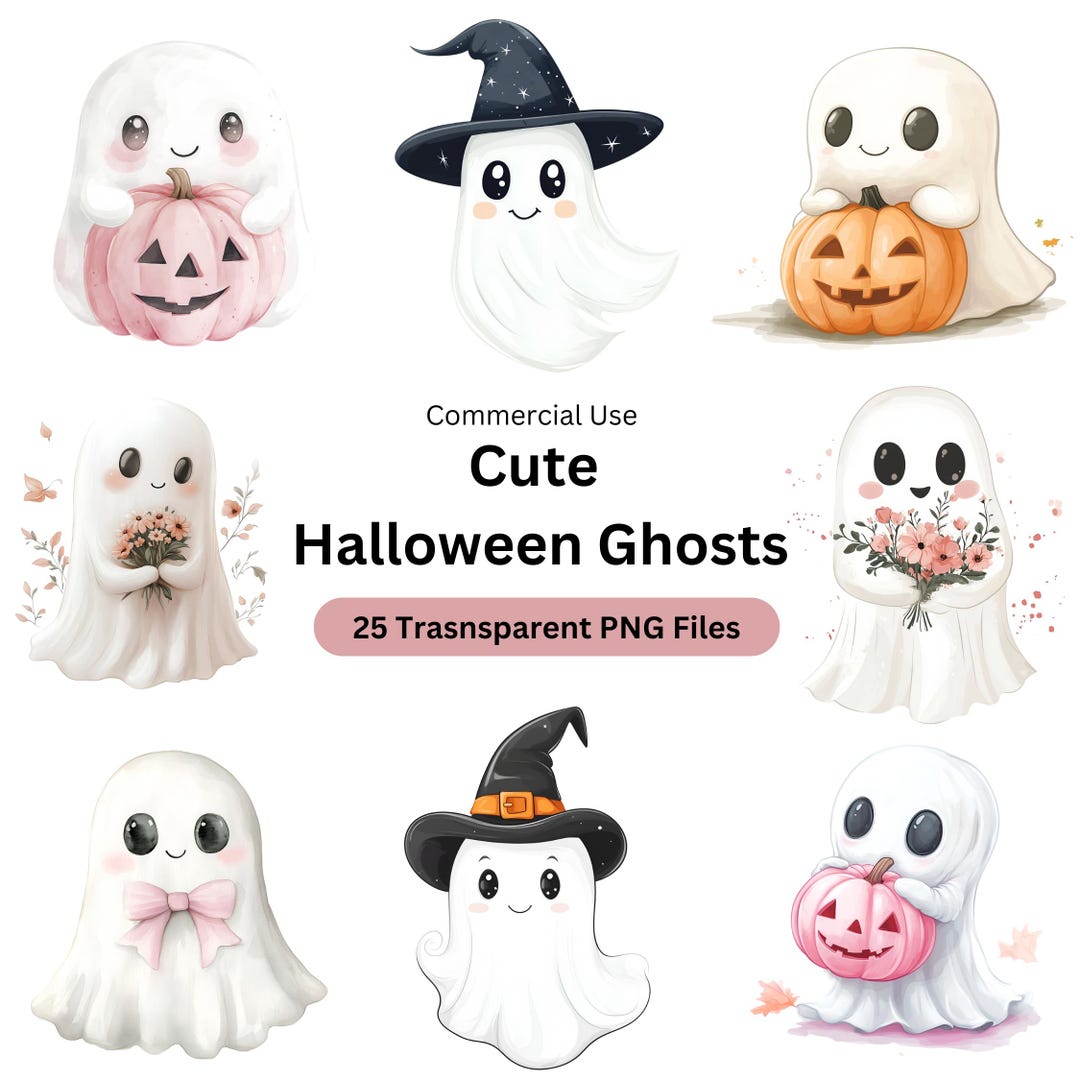 Cute Halloween Ghosts Clipart, Cute Halloween Ghost, Halloween Png ...