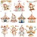 Watercolor Circus Clipart Bundle, Carnival Animals PNG (digital ...