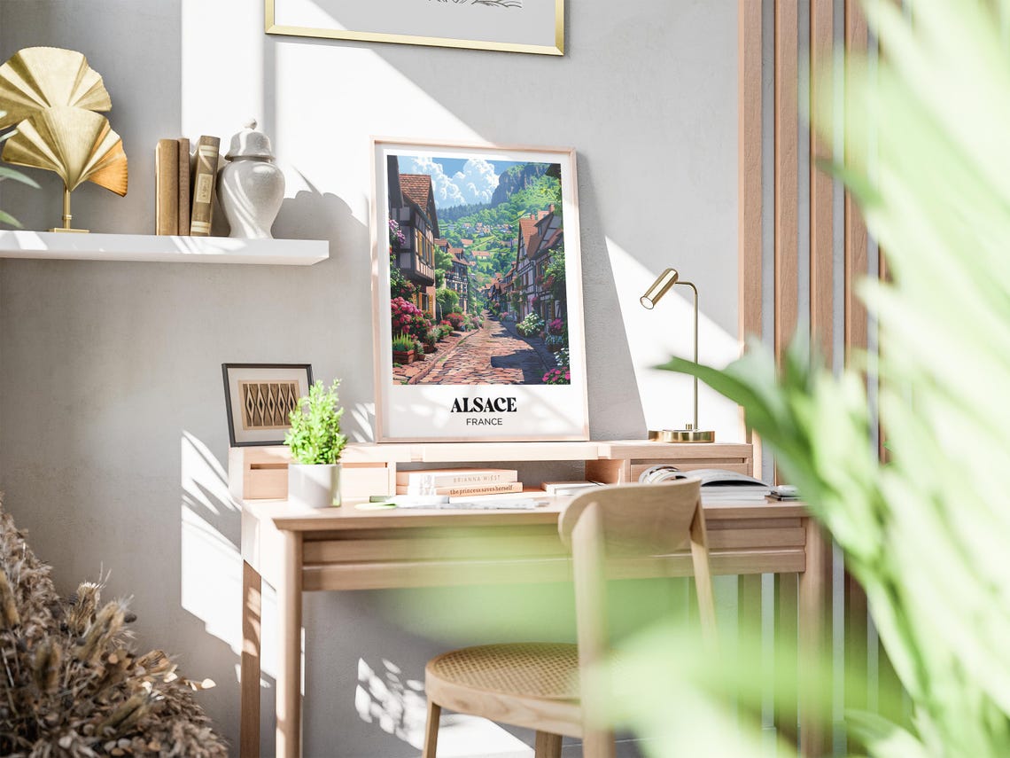 Alsace Poster, Alsace Village Illustration, Alsace Travel Poster ...