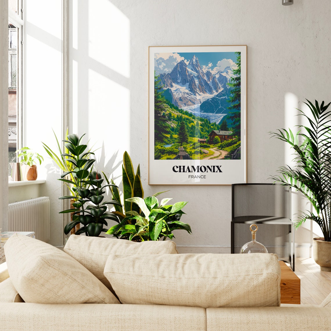 Chamonix Travel Poster,french Alps Wall Art Print,mountain Painting ...