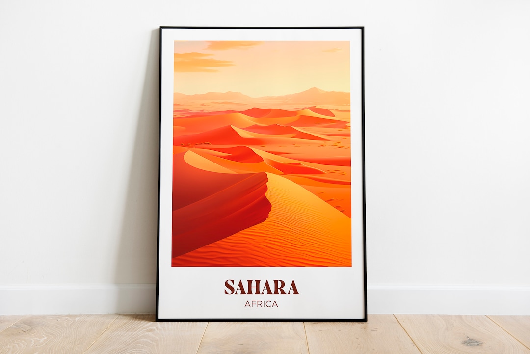 Sahara Desert Travel Poster, African Art Print, Sahara Painting ...