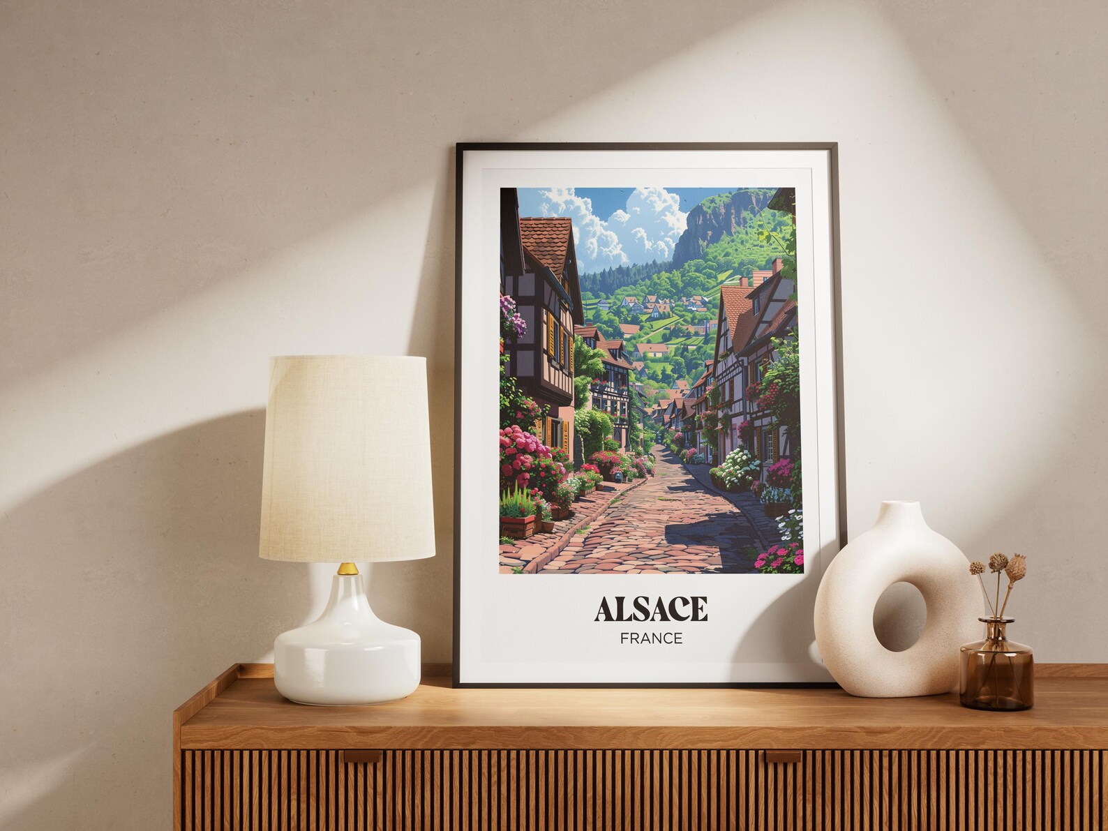 Alsace Poster, Alsace Village Illustration, Alsace Travel Poster ...