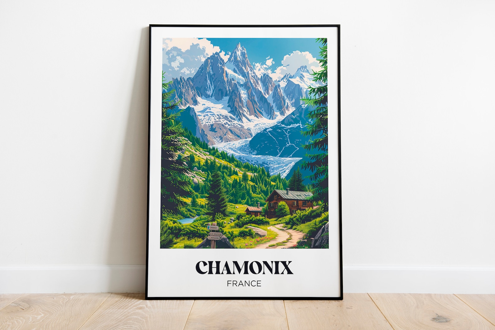 Chamonix Travel Poster,french Alps Wall Art Print,mountain Painting ...