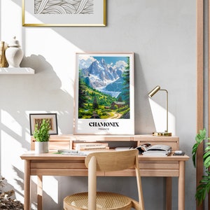 Chamonix Travel Poster,french Alps Wall Art Print,mountain Painting ...