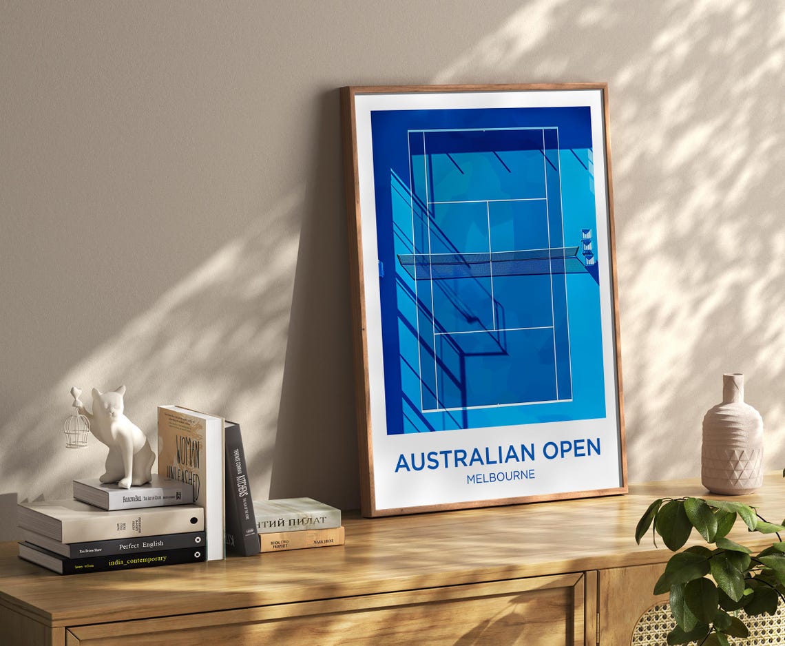 Australian Open Poster, Tennis Wall Art Print, Tennis Painting ...