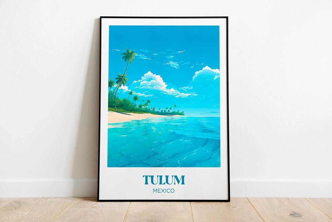 Tulum Travel Poster, Caribbean Wall Art Print, Mexico Illustration ...