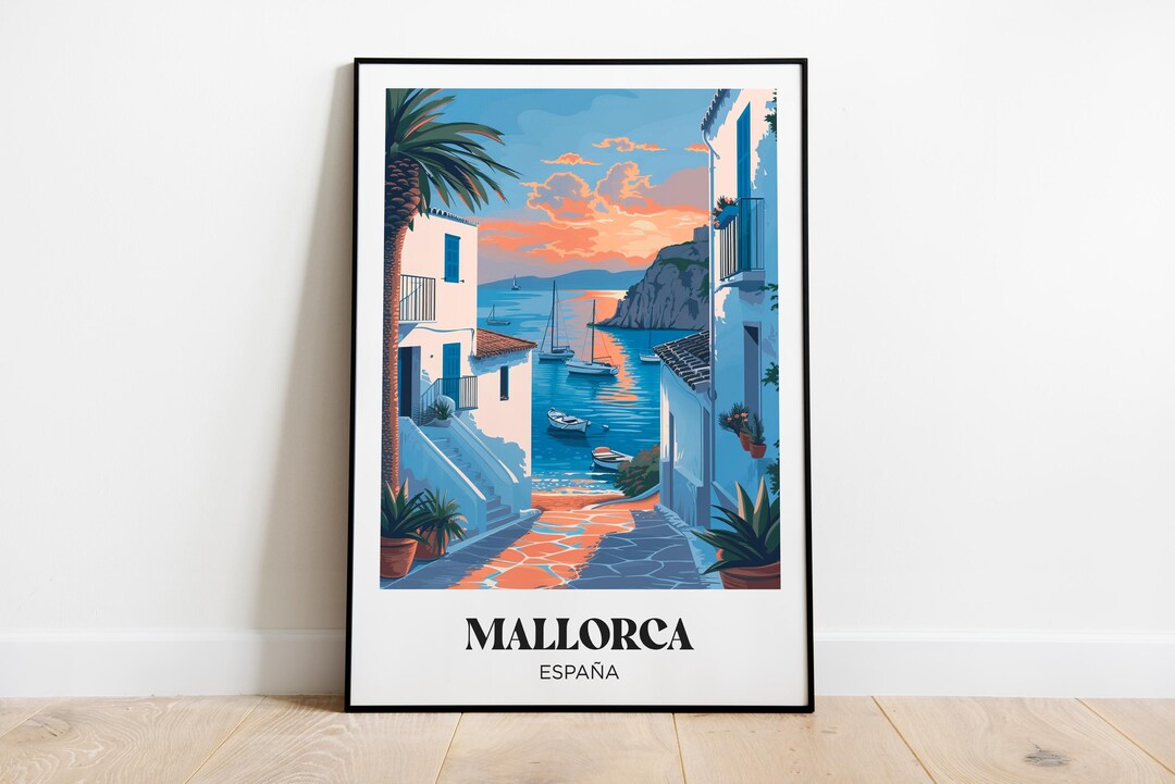 Mallorca Travel Poster, Mallorca Print, Spain Illustrated Painting ...