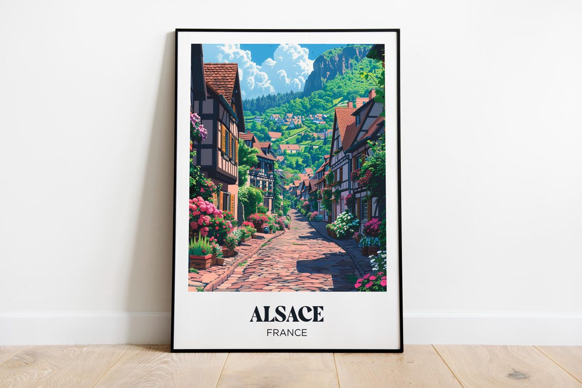 Alsace Poster, Alsace Village Illustration, Alsace Travel Poster ...
