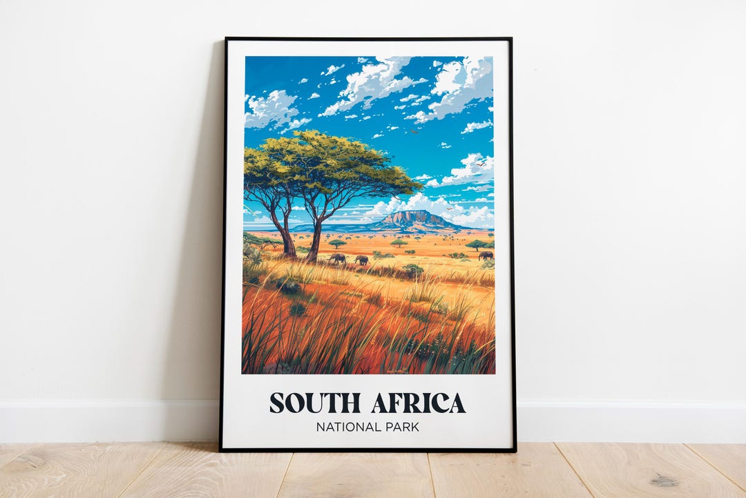 South Africa Poster, South Africa Landscape Illustration, South Africa ...