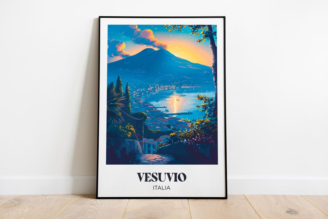Vesuvius Travel Poster, Vesuvius Art Print, Vesuvius Illustrated ...