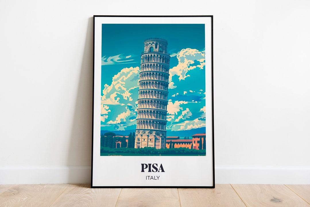 Tower of Pisa Travel Poster Tower of Pisa Illustration Tower of Pisa ...