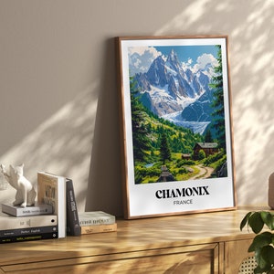 Chamonix Travel Poster,french Alps Wall Art Print,mountain Painting ...