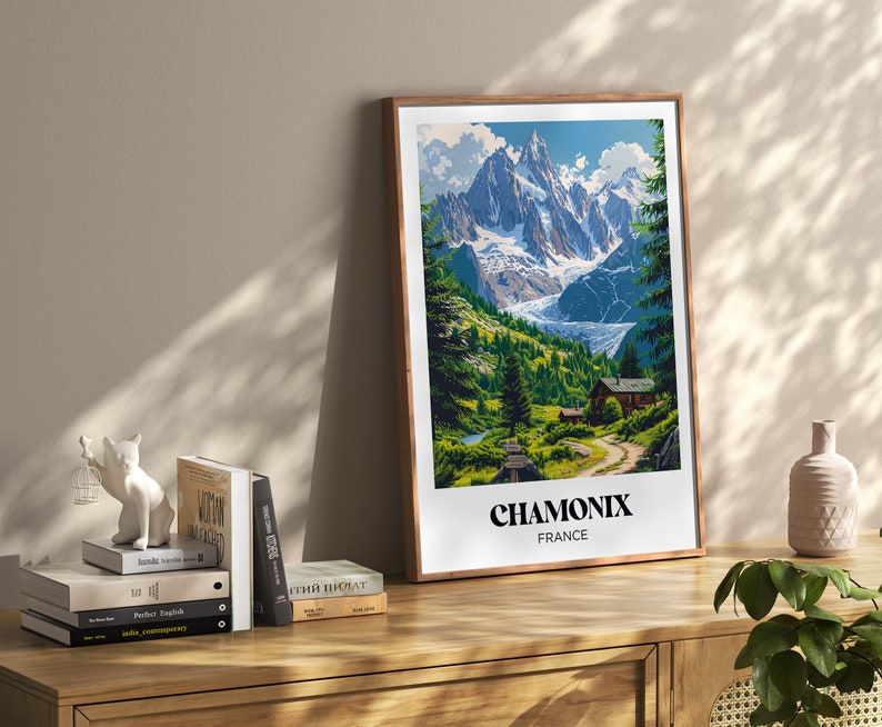 Chamonix Travel Poster,french Alps Wall Art Print,mountain Painting ...