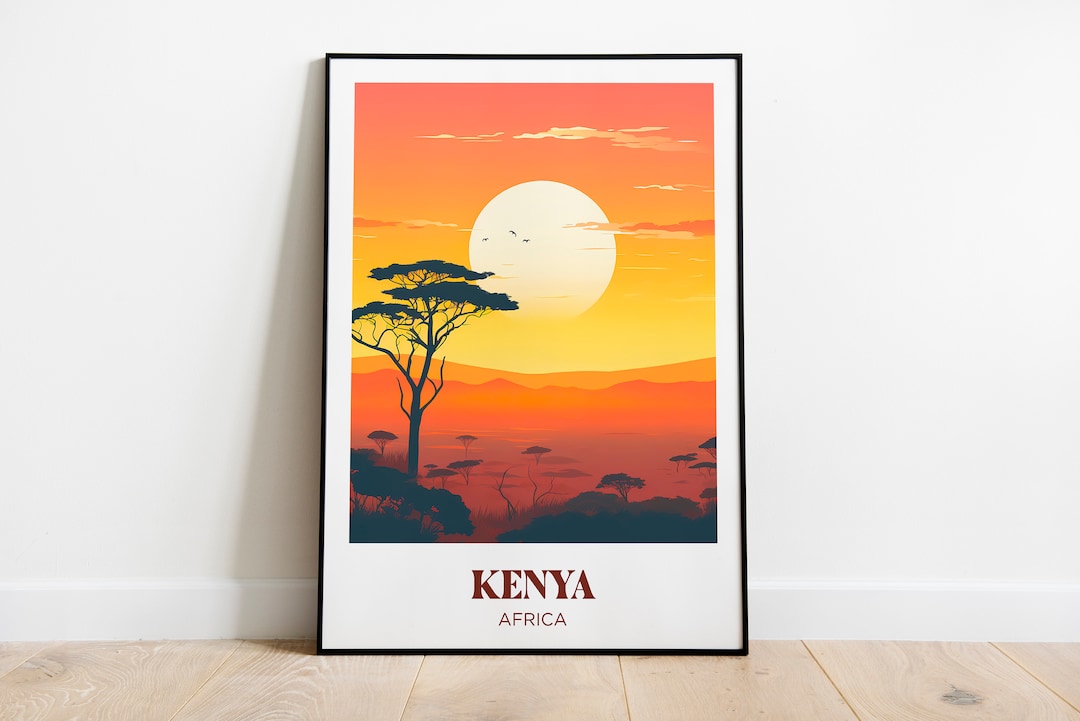 Kenya Travel Poster,african Wall Art Print,kenya Painting Illustration ...