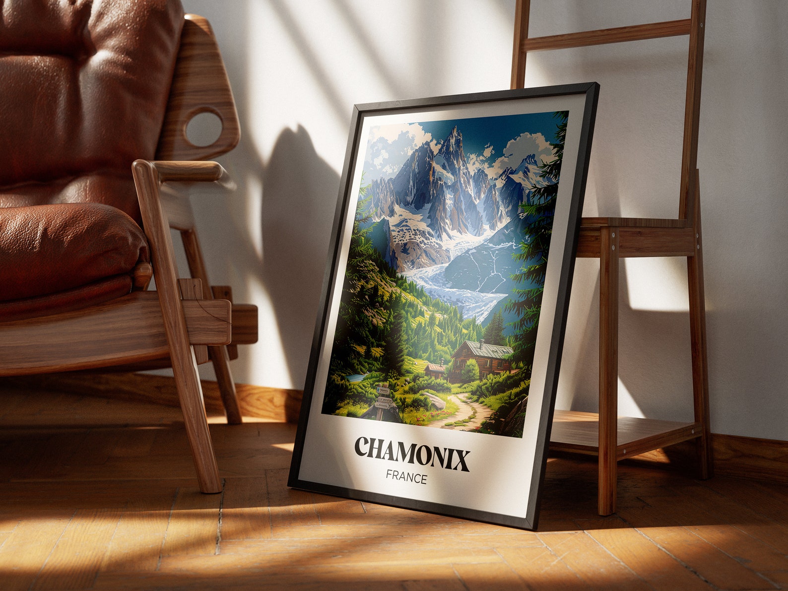 Chamonix Travel Poster,french Alps Wall Art Print,mountain Painting ...