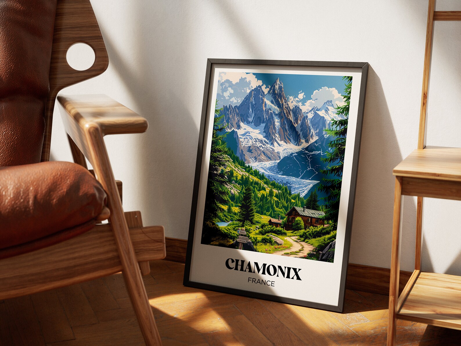 Chamonix Travel Poster,french Alps Wall Art Print,mountain Painting ...