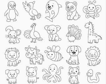 20 FUN Animal Coloring Pages for Kids - Etsy