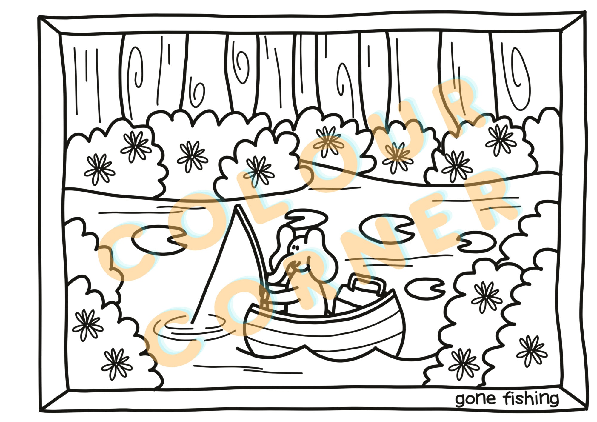 Gone Fishing - Digital Download Printable Colouring in Page - Etsy