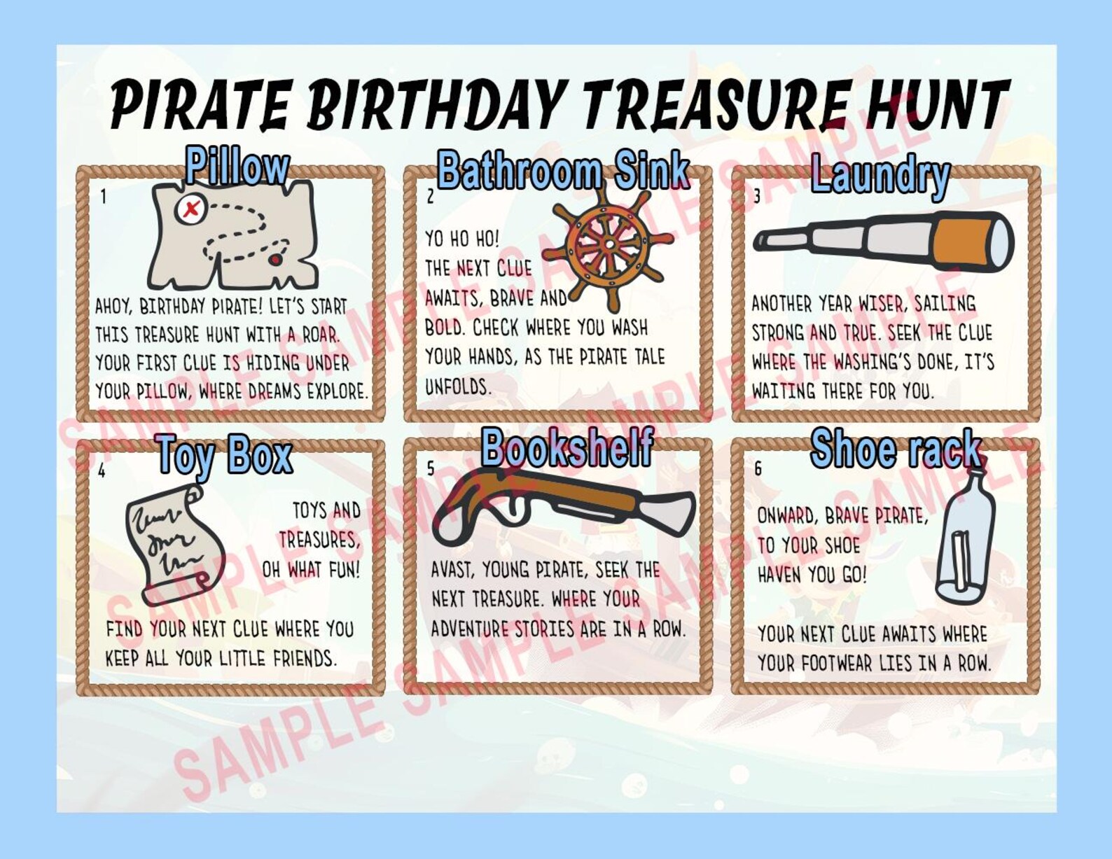 Pirate Birthday Scavenger Hunt for Kids, Birthday Treasure Hunt, Indoor ...