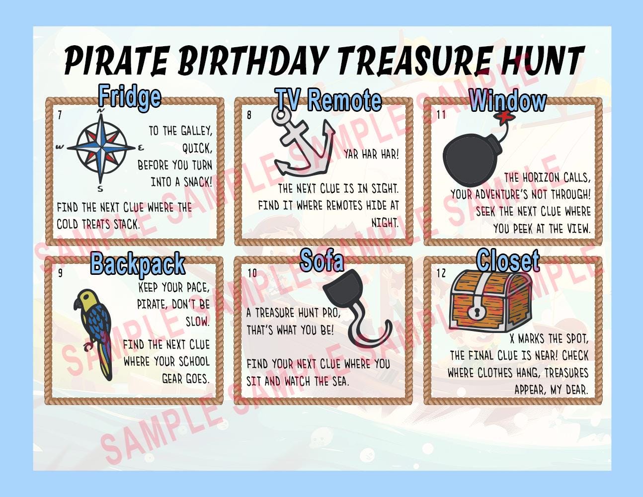 Pirate Birthday Scavenger Hunt for Kids, Birthday Treasure Hunt, Indoor ...