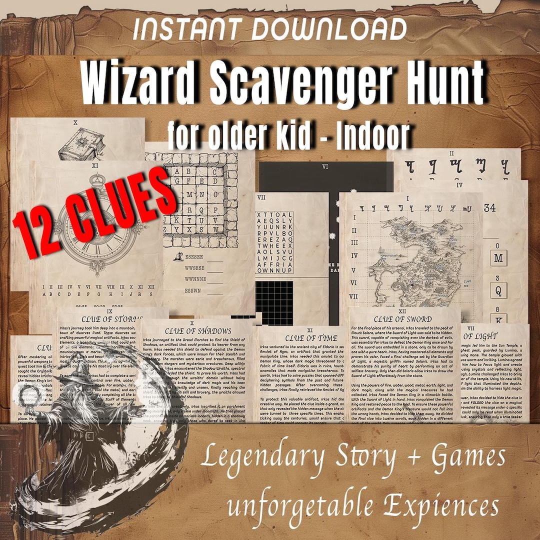 Wizard Scavenger Hunt for Older Kids Witches Birthday Treasure Hunt ...