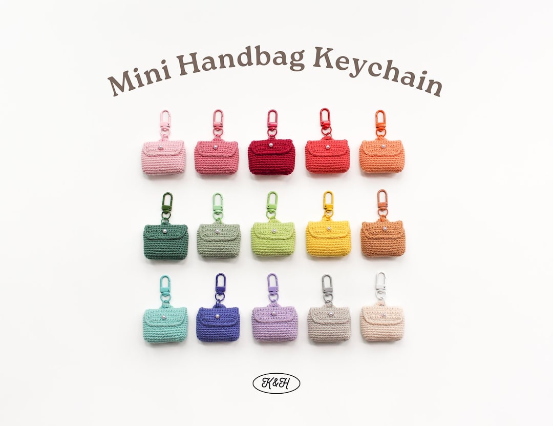 Mini Handbag Keychain • Cute Bright Handmade Crochet Bag Pouch ...