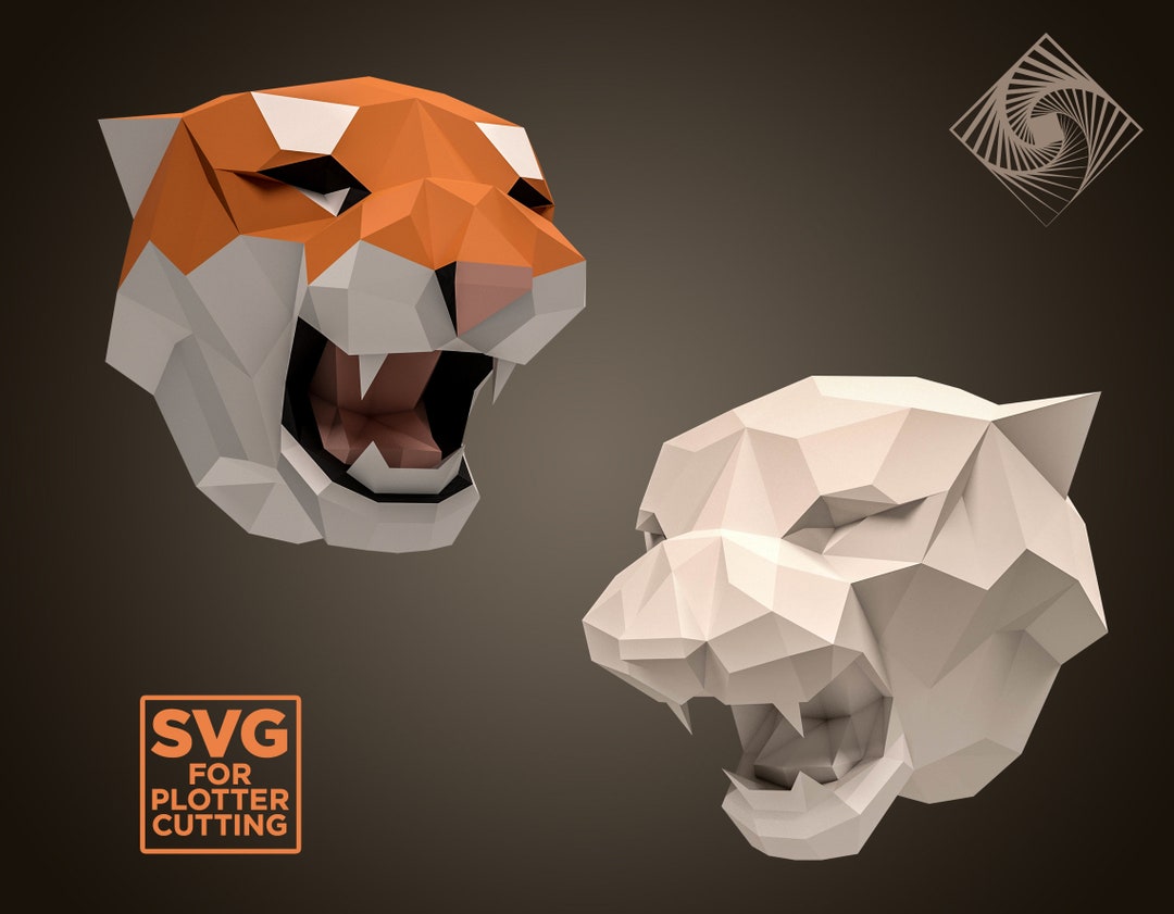 Tiger Trophy. Digital Templates in PDF for Paper Low-poly Sculpture - Etsy