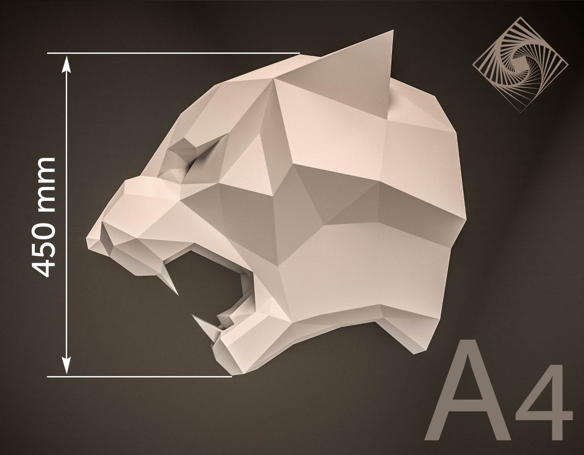 Tiger Trophy. Digital Templates in PDF for Paper Low-poly Sculpture - Etsy