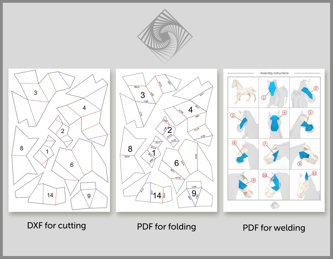 Caballo dibujos en formato DXF y PDF para soldadura de chapa - Etsy España