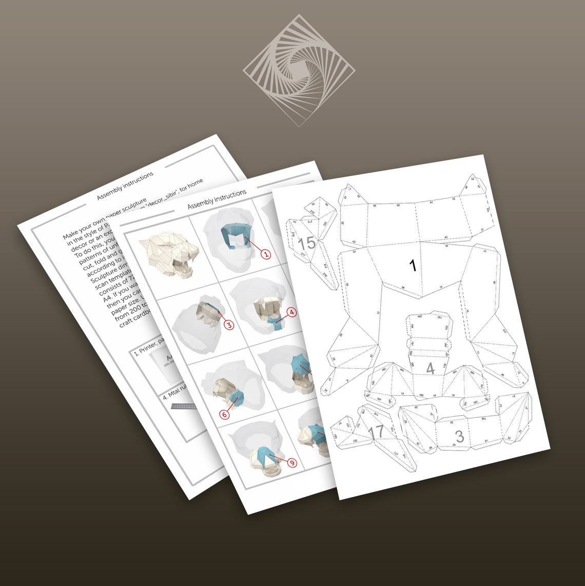 Tiger Trophy. Digital Templates in PDF for Paper Low-poly Sculpture - Etsy