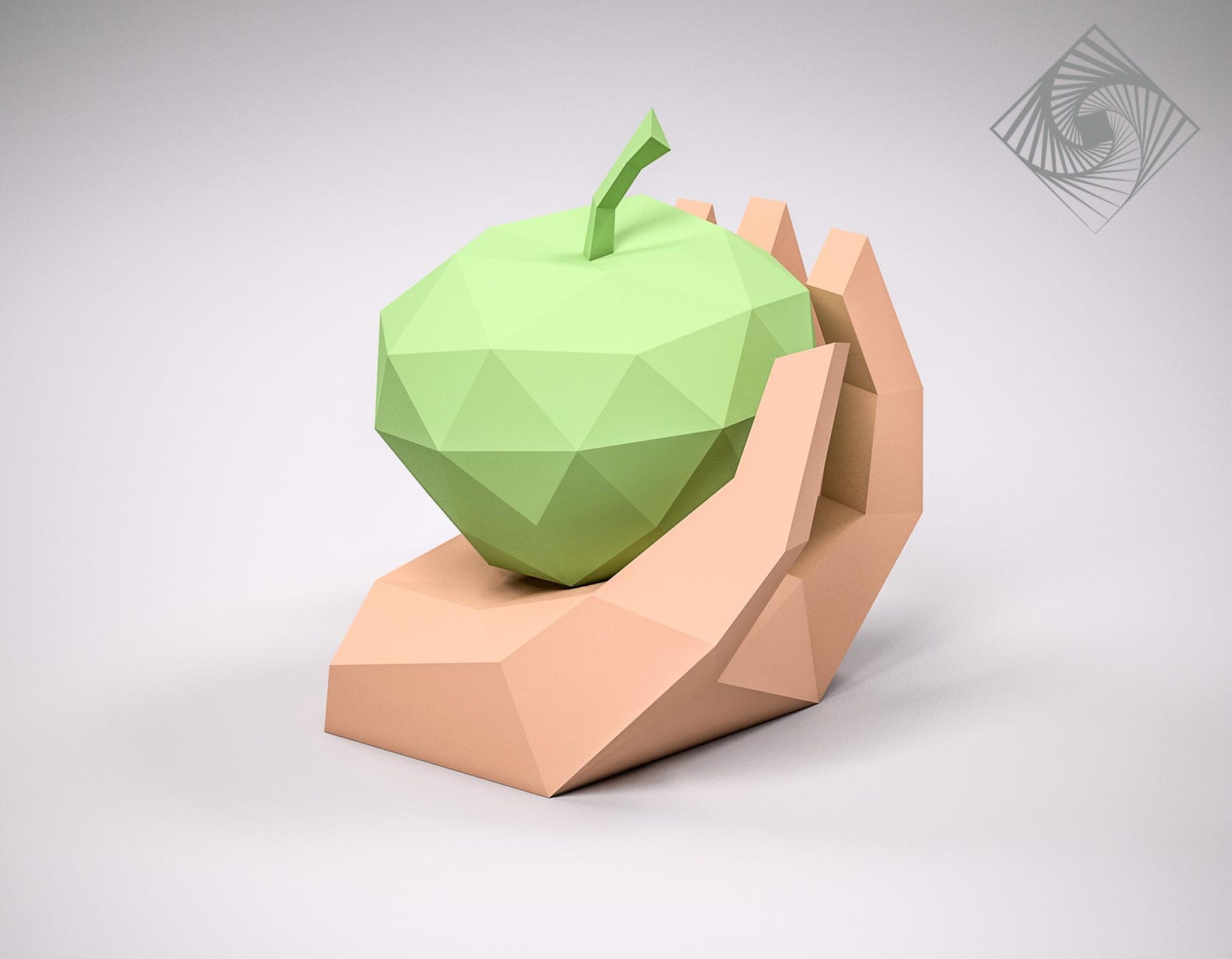 3D Paper Hand With Apple Sculpture: DIY Craft Kit (PDF & SVG Files for ...