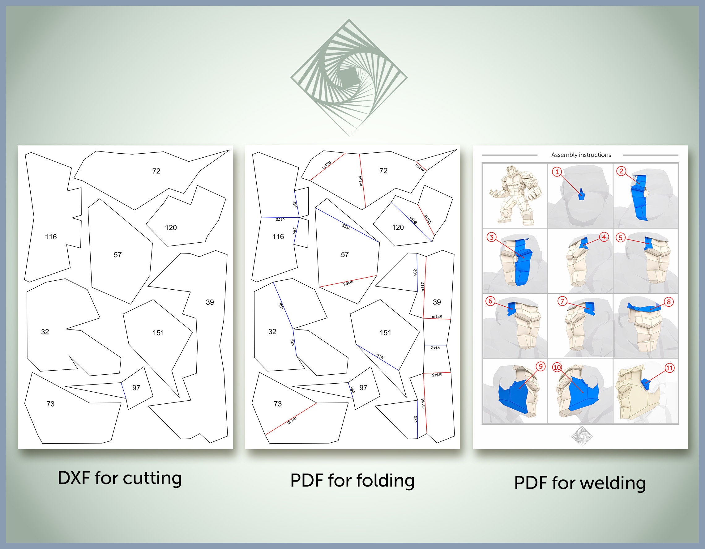 Hulk-drawings in DXF and PDF Format for Sheet Metal Welding - Etsy