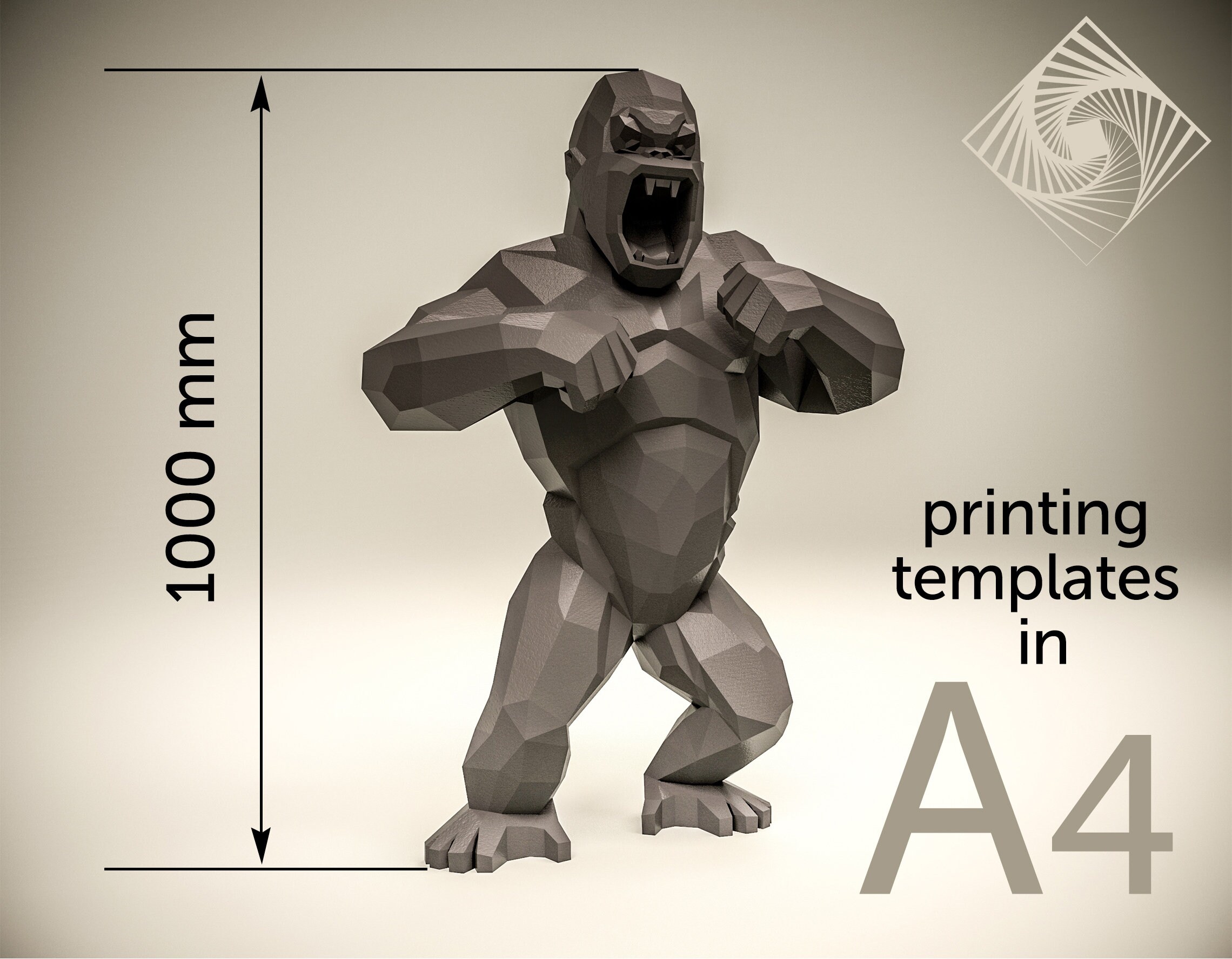 DIY Paper King Kong Sculpture: PDF & SVG Templates (digital Download A4 ...