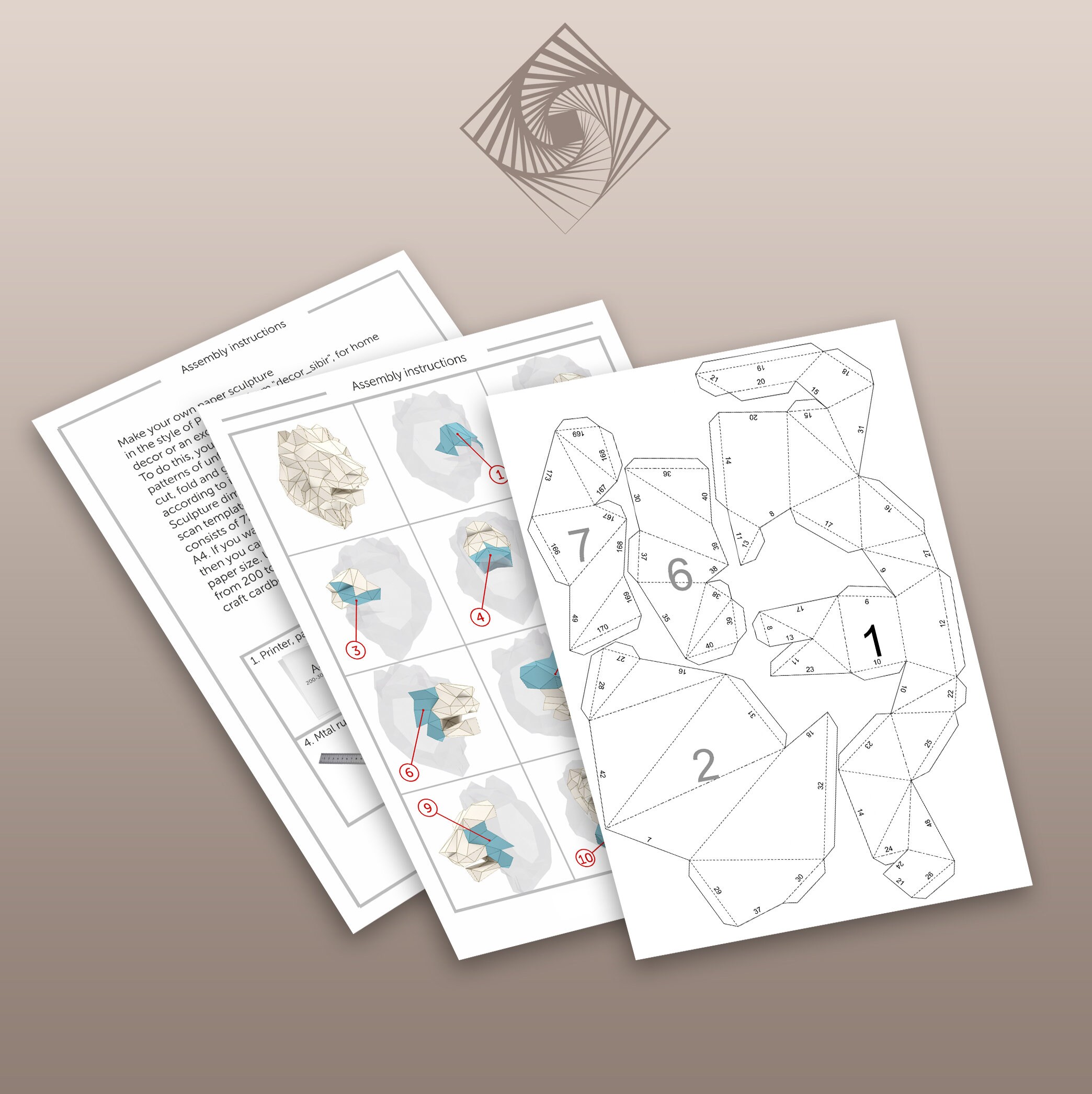 Leon Head. Digital Templates in PDF for Paper Low-poly - Etsy