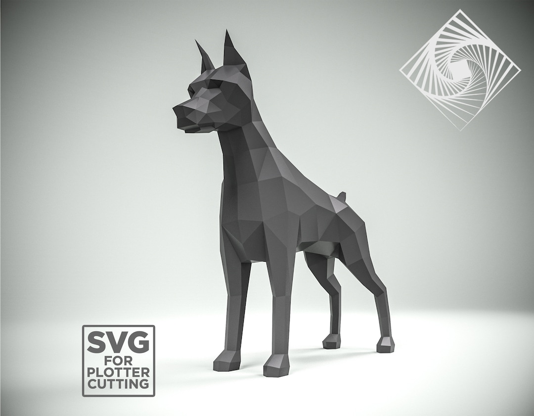 Doberman. Digital Templates in PDF for Paper Low-poly Sculpture - Etsy