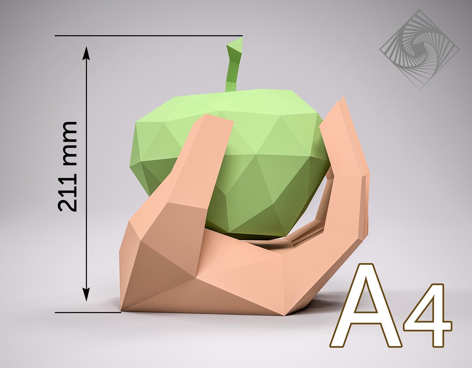 3D Paper Hand With Apple Sculpture: DIY Craft Kit (PDF & SVG Files for ...