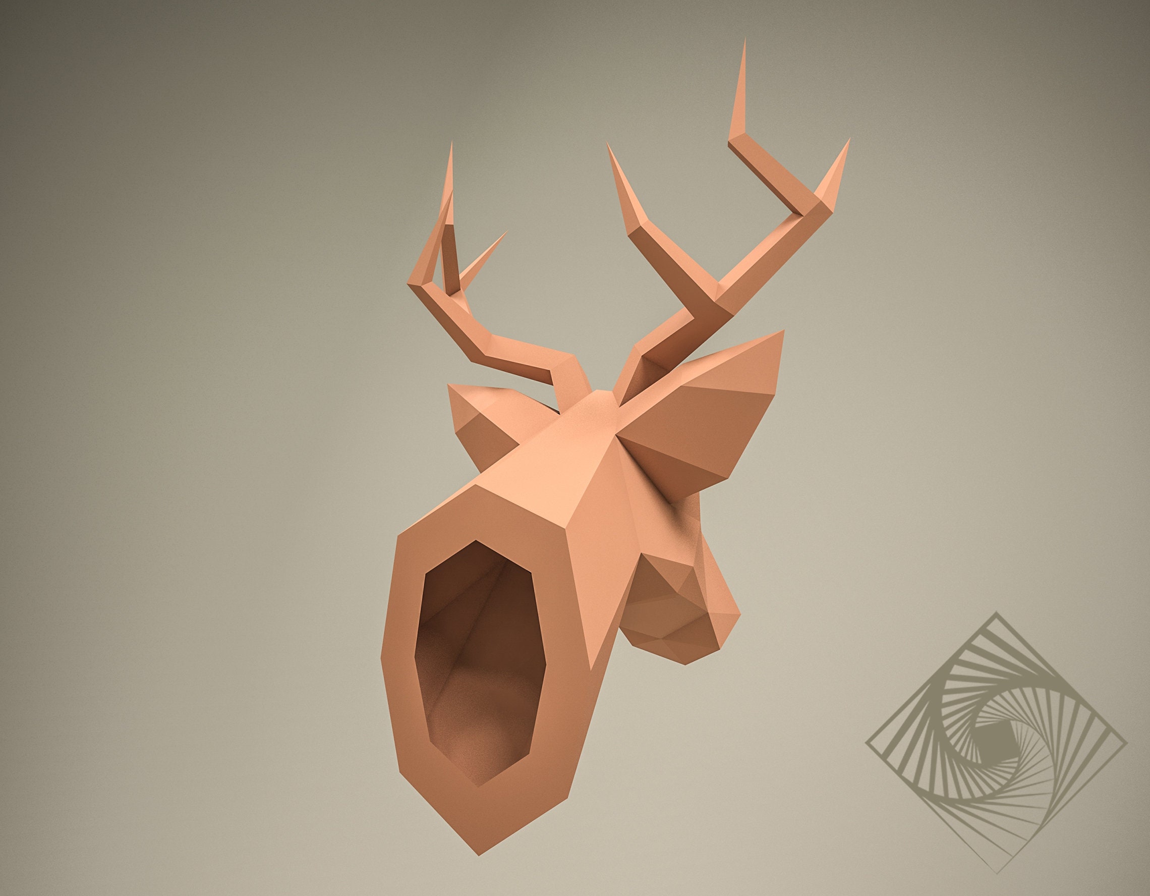 Deer Head. Digital Templates in PDF for Paper Low-poly - Etsy