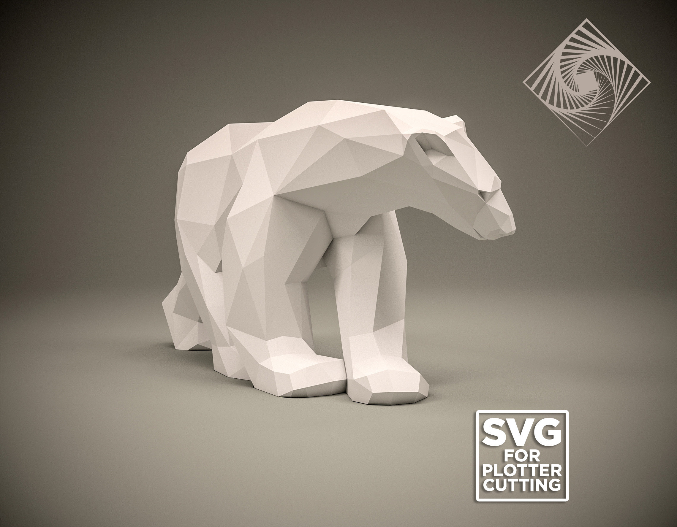Polar Bear Papercraft DIY Kit: 3D Sculpture PDF & SVG Templates ...