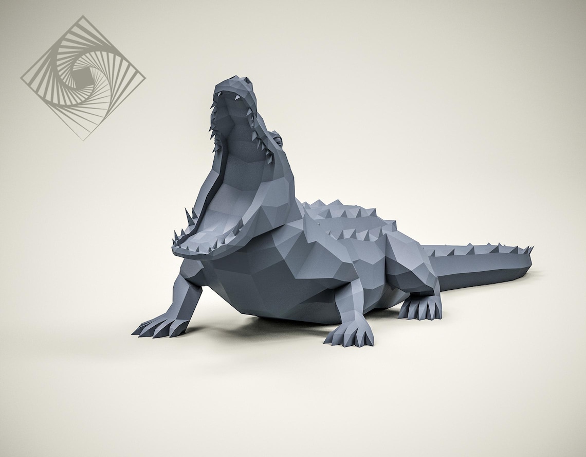 DIY Alligator Paper Sculpture: Low Poly Craft Kit (PDF & SVG Files) - Etsy
