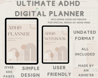 ADHD Undated Minimalist Digital Academic Planner 2023-2024 - Etsy